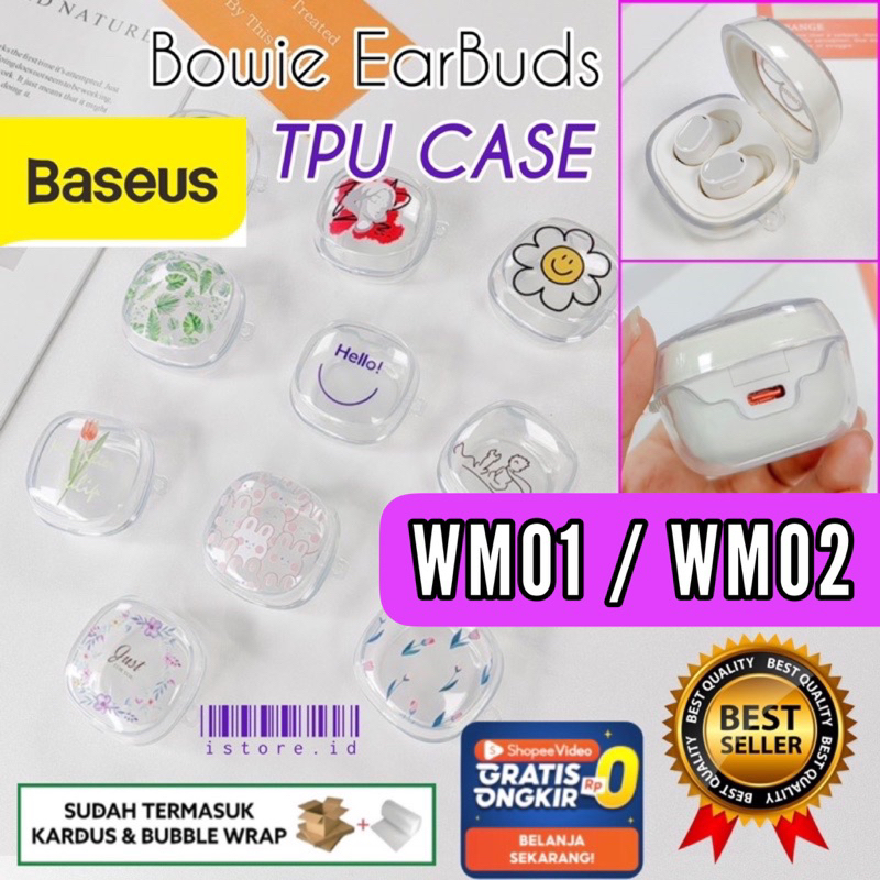 Jual (FREE HOOK) BASEUS BOWIE WM01 / WM02 TWS TPU CASE SILICONE CLEAR ...