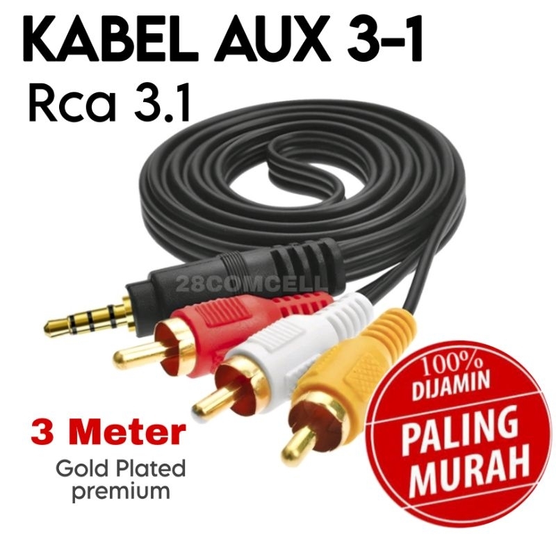Jual Kabel Rca 3-1 Kabel Jack Audio 3.1 3meter 1.5meter | Shopee Indonesia