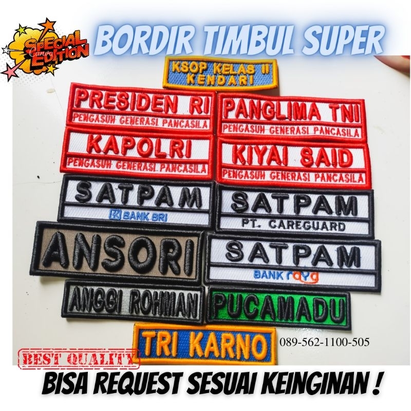 Jual BORDIR NAMA TIMBUL [3D] TERBAIKK!! SUPER RAPI | Shopee Indonesia