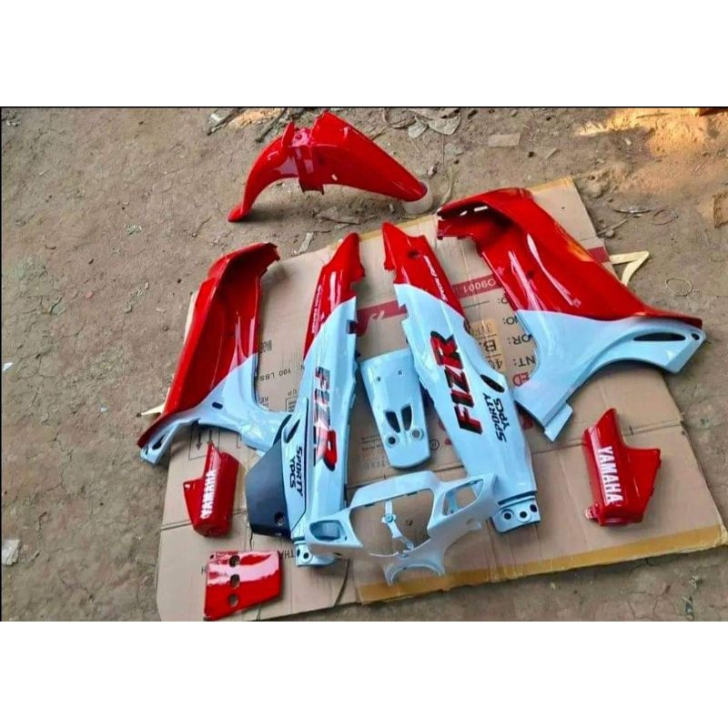 Jual cover body fiz R full set halus warna merah putih + striping ...