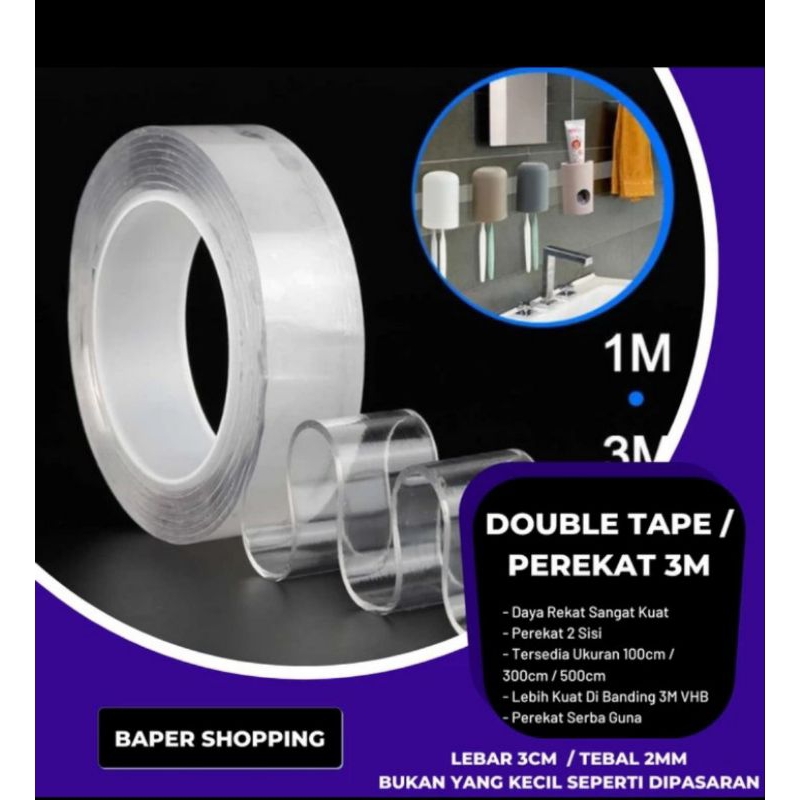 Jual Double Tape Lem Perekat Serbaguna Bening Lebih Kuat Di Banding 3M ...