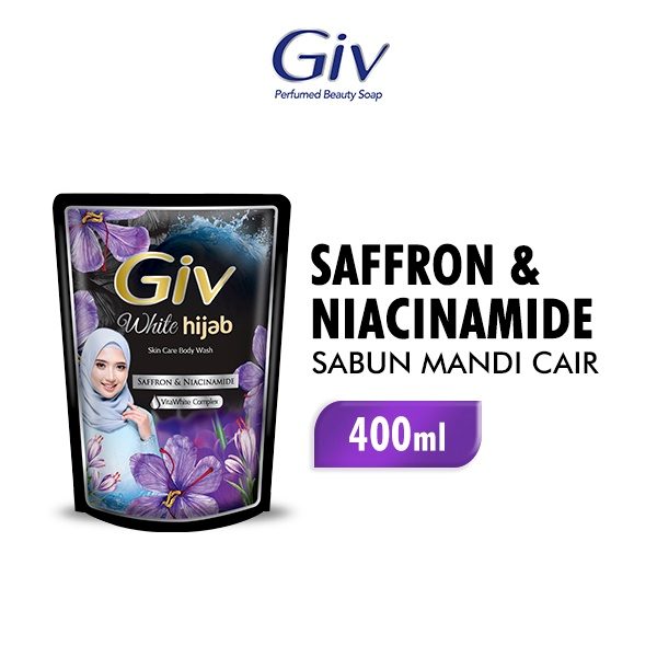 Jual Giv White Hijab Sabun Mandi Cair Saffron & Niacinamide Pouch 400 ...
