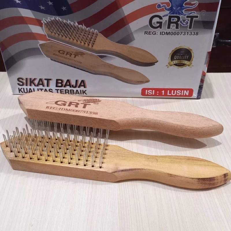 Jual Sikat Kawat Baja 6 Baris Gagang Kayu NISHIO GRT | Shopee Indonesia