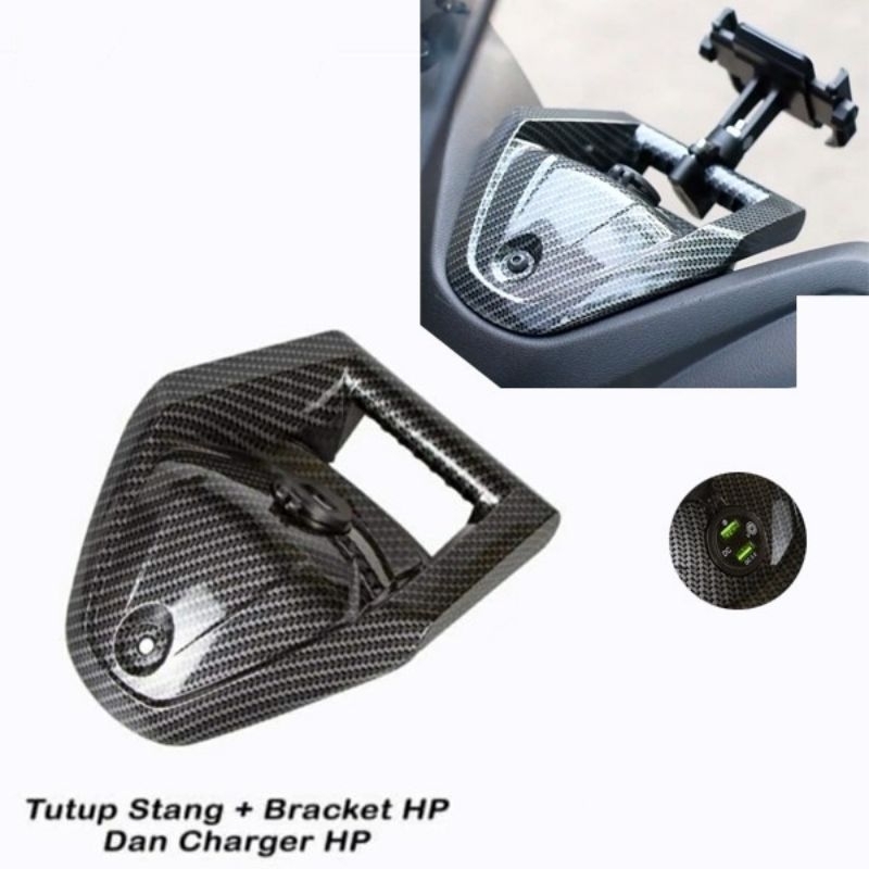 Jual Cover Tutup Stang Carbon Breket Hp/Charger HP Nmax New 2020/2021 ...