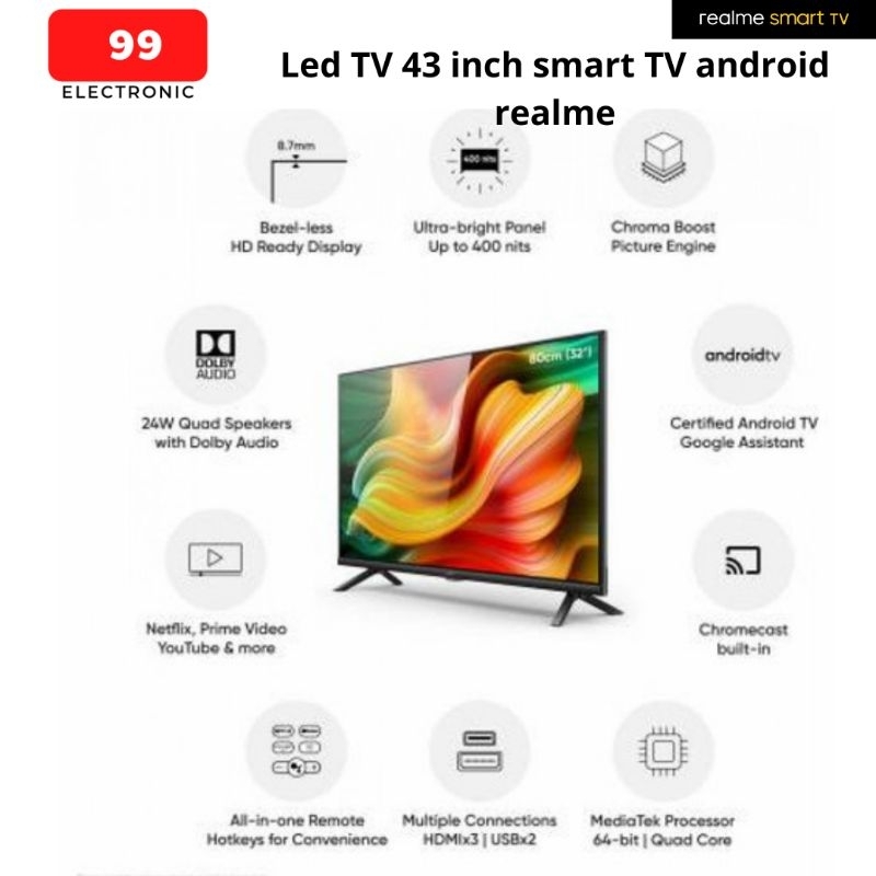 Jual led tv 43 inch realme (android tv) | Shopee Indonesia
