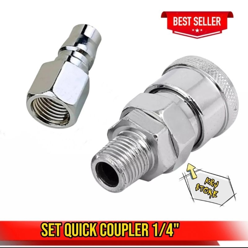 Jual Satu Set Quick Coupler Sambungan Selang Angin Kompresor Nepel Spray Gun | Shopee Indonesia