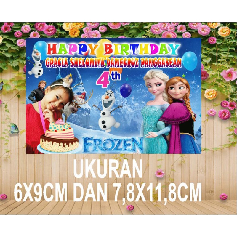 Jual stiker ulang tahun karakter frozen per paketan,ganti nama foto dan ...