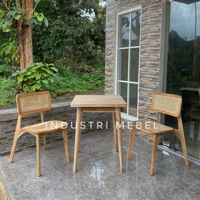 Jual Set Meja Makan Cafe Jati Retro Scandinavian Model Type Kursi TV Rotan Salamun - Kursi TV ...