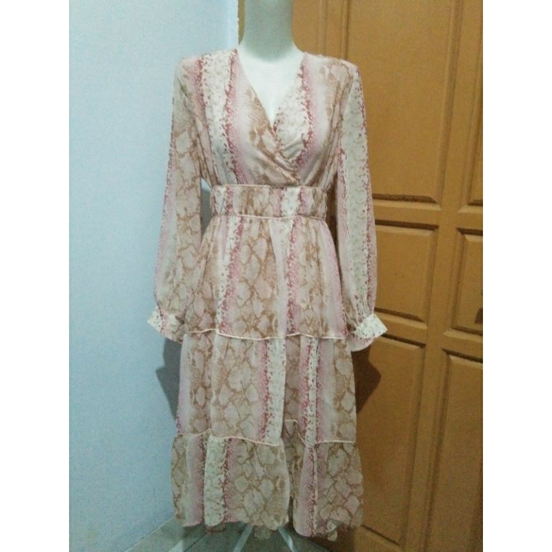 Jual Dress Ular ala Zara lengan balon Super sultan premium | Shopee ...
