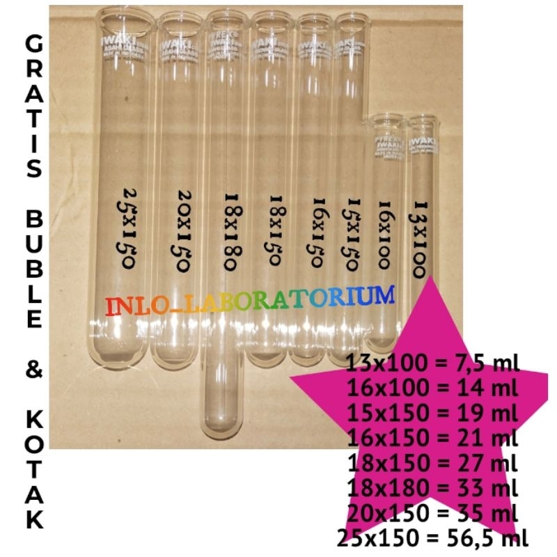 Jual Tabung Reaksi IWAKI 15X150/Tabung Reaksi Tahan Panas/Test Tube ...