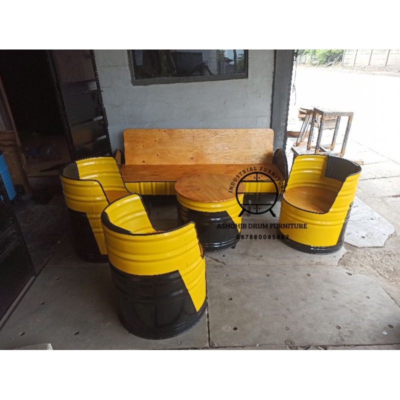 Jual kursi cafe kursi drum custom kursi cafe besi industrial | Shopee ...