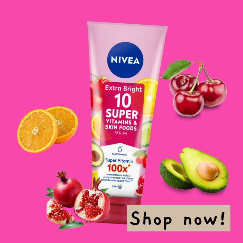 Jual Nivea 100X SUPER VITAMIN & SKIN FOODS + Niacinamide Body Serum ...