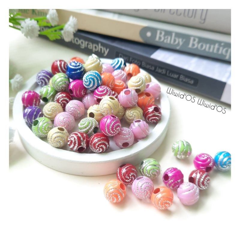 Jual (30 biji) MANIK BULAT CORAK 10 mm | Shopee Indonesia