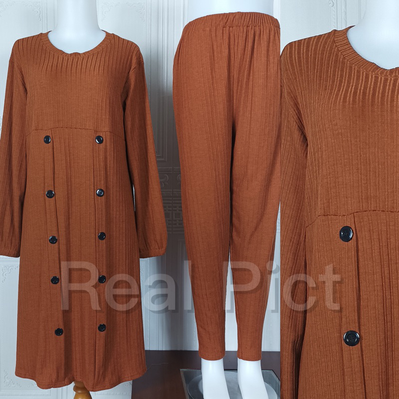 Jual AM - Ona Set Wanita Kaos Knit Rajut Setelan Wanita Knit Rajut / 396-7046 | Shopee Indonesia