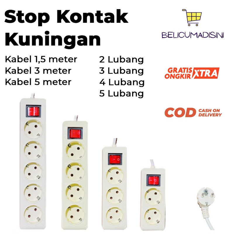 Jual STOP KONTAK 2, 3, 4, 5 Lubang Panjang 1,5M 3M 5M Kabel / Stopkontak / Colokan Listrik ...