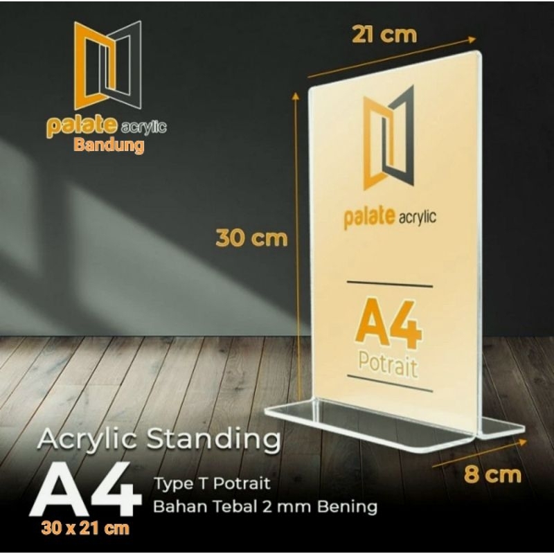 Jual ACRYLIC TENT CARD / AKRILIK TENT HOLDER A4 T PORTRAIT 2mm | Shopee ...