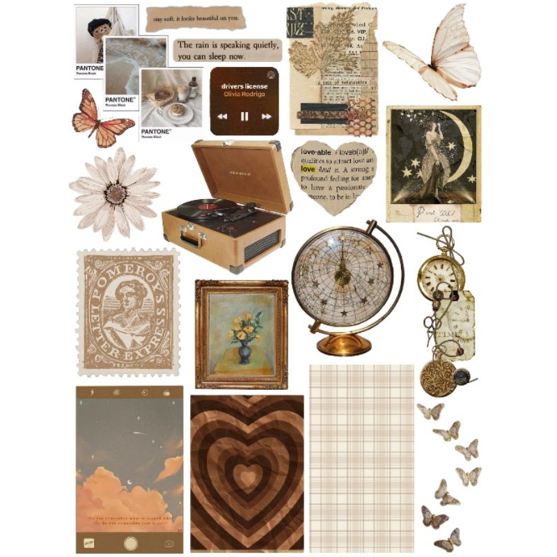 Jual Stickers Aesthetic || Stikers Brown Aesthetics untuk journal ...