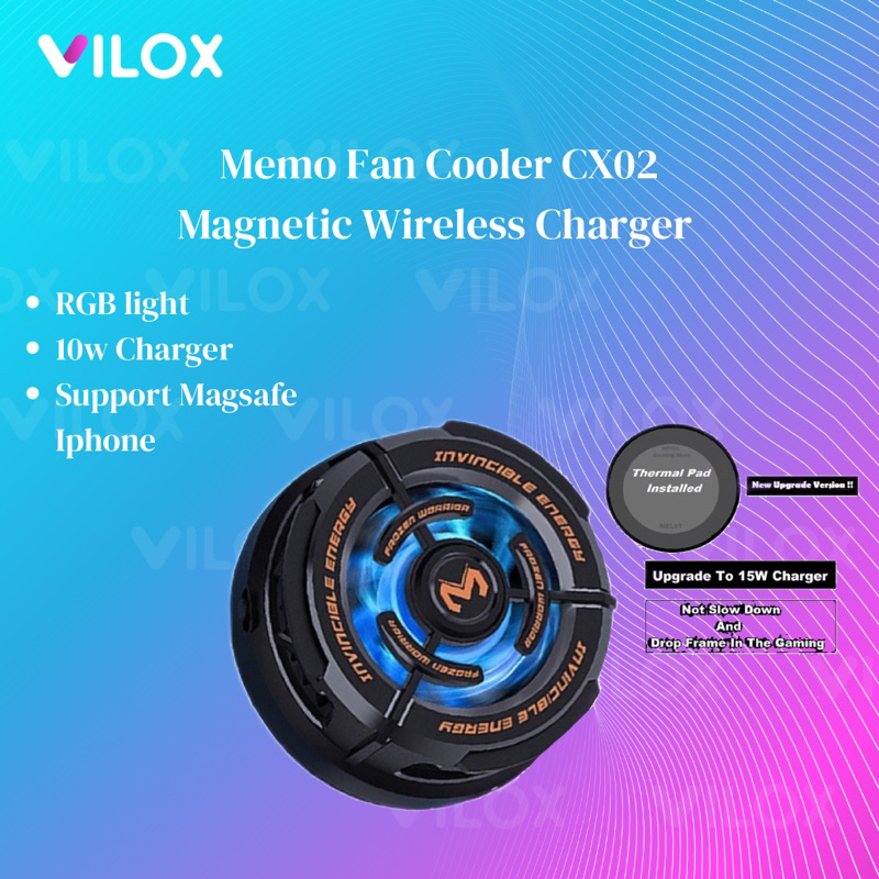 Jual memo cx02 cx 02 fan cooler cooling magnetic wireless charger ...