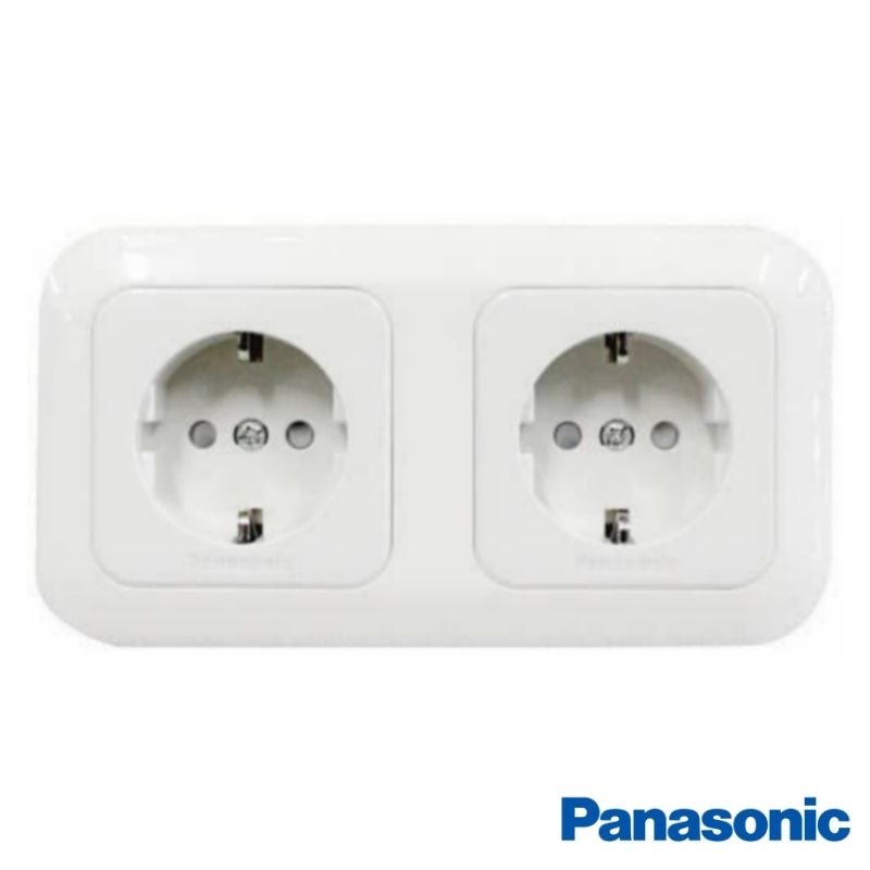 Jual Panasonic Stop Kontak Ganda NON CP WEJP 11322-7 Wide Series Putih ...