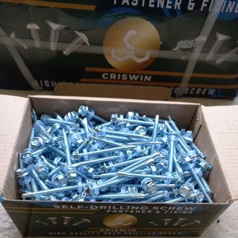 Jual 250 pcs baut drilling 12x50 merk CRISWIN, baut galvalum, baut baja ...