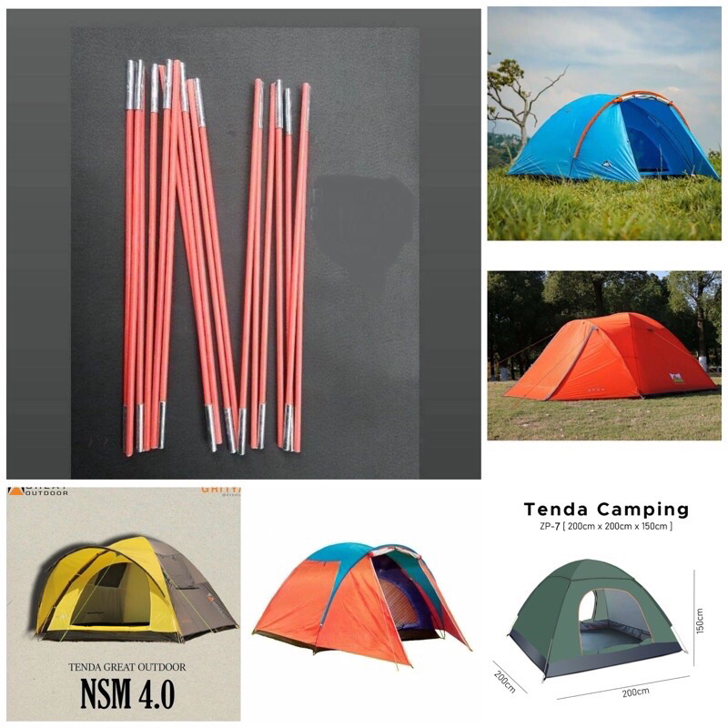 Jual 1 set lonjor panjang frame tenda kapasitas 3-4-5 orang rangka tenda bingkai tenda | Shopee ...
