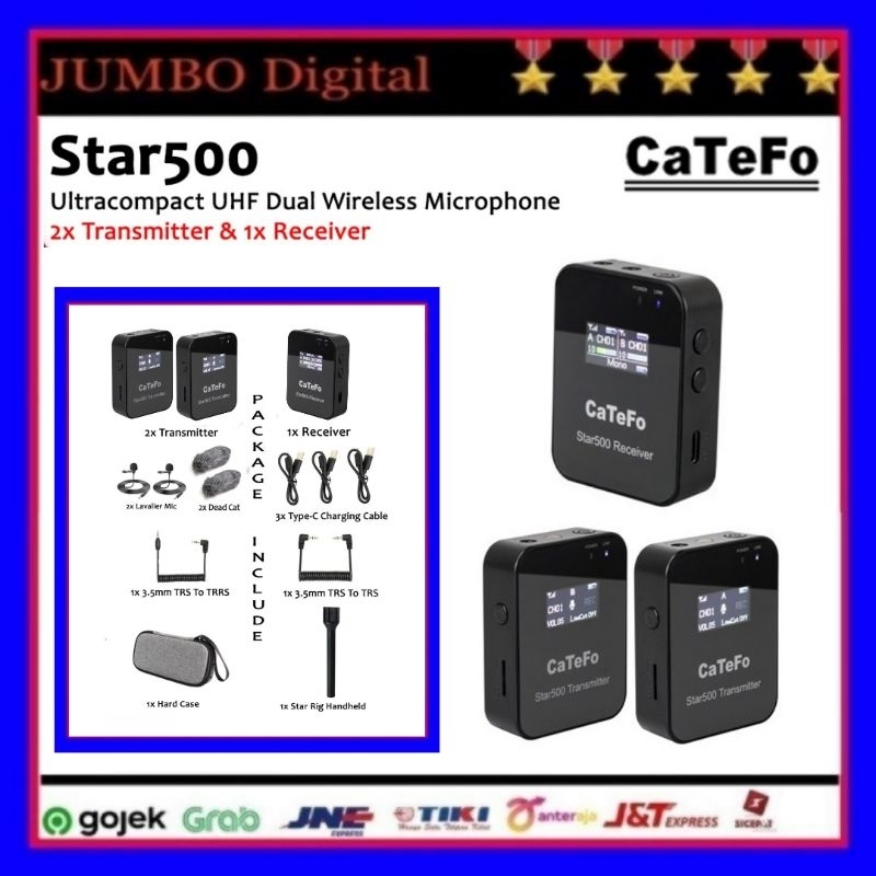 Jual Catefo STAR 500 Ultra Compact UHF Dual Wireless Microphone Mic ...