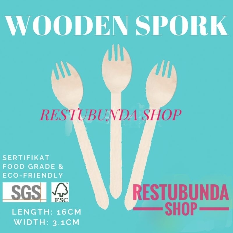 Jual Gase Kayu Wooden Spork (Sendok Makan 2in1) (Uk 16cm) | Shopee ...