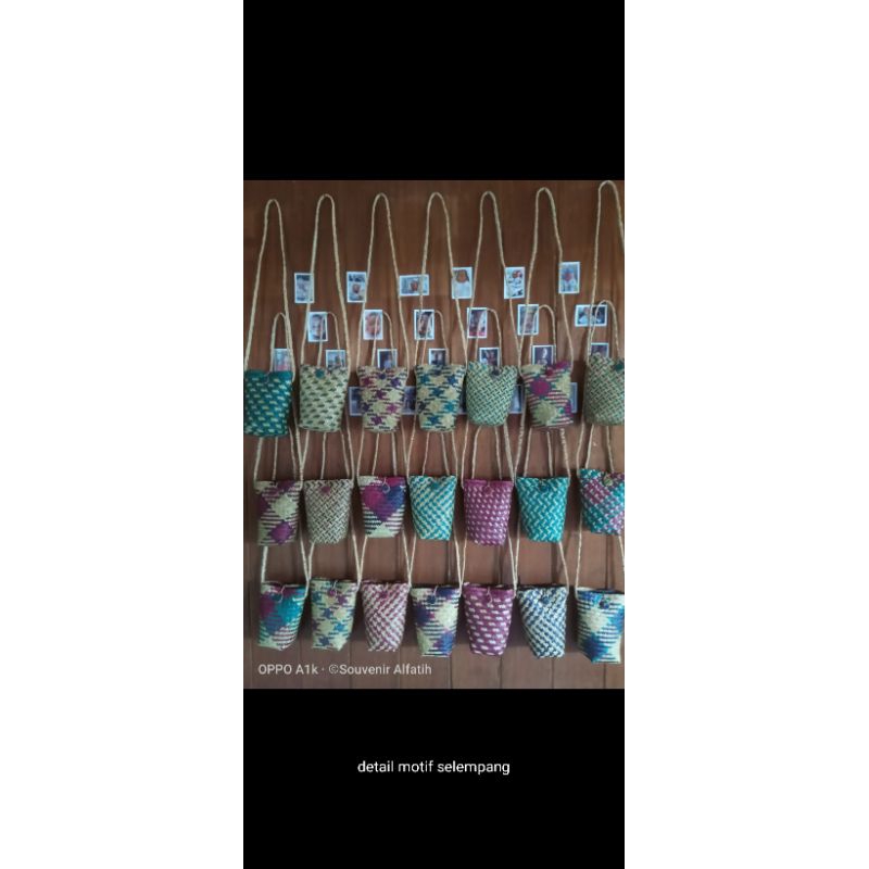 Jual TAS ANYAMAN PURUN TALI PANJANG/TAS ANYAMAN PURUN MOTIF(FREE GIFT ...