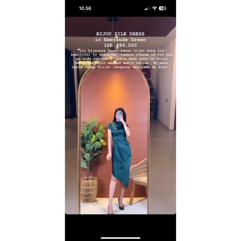 Jual MUKU x EZ elizabeth zenifer bijou silk dress emerald green ...