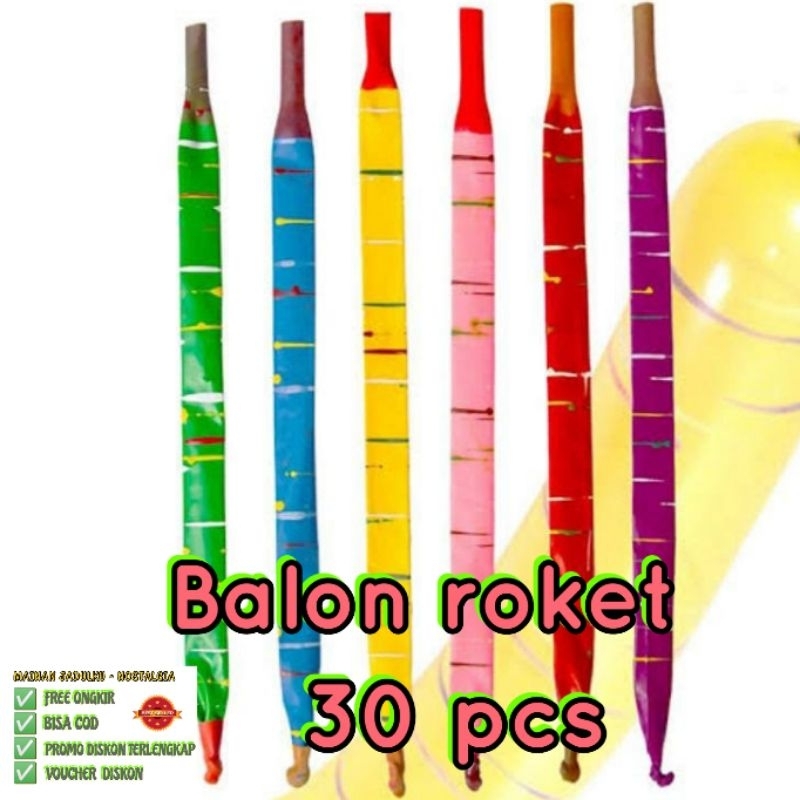 Jual Balon roket panjang bisa bunyi dan terbang (30pcs) | Shopee Indonesia