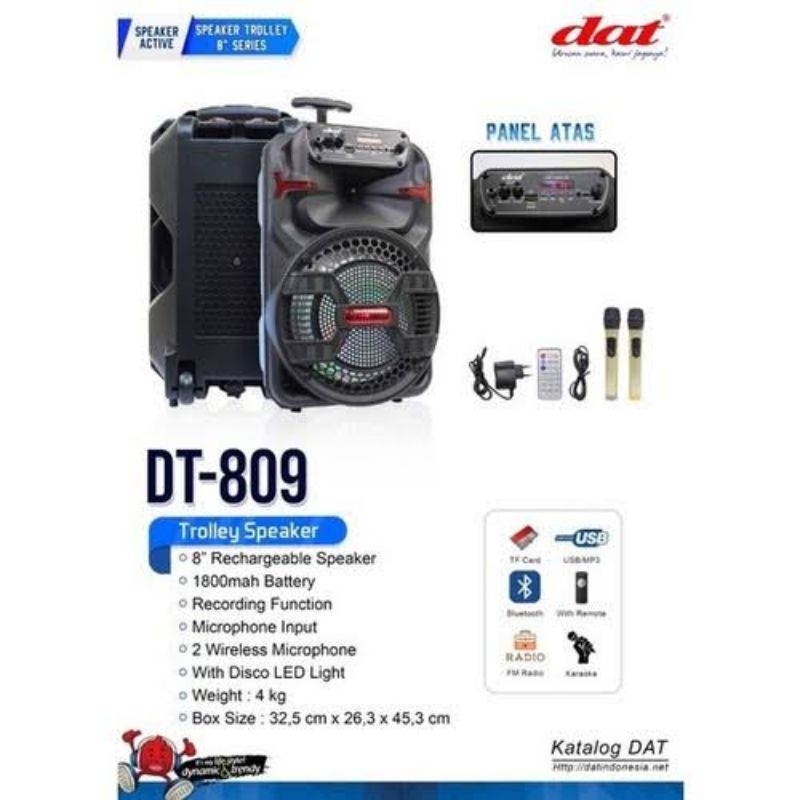 Jual SPEAKER TROLLEY SPIKER TROLI DAT DT 809 DT809 8 INCH IN " 8" ADA ...