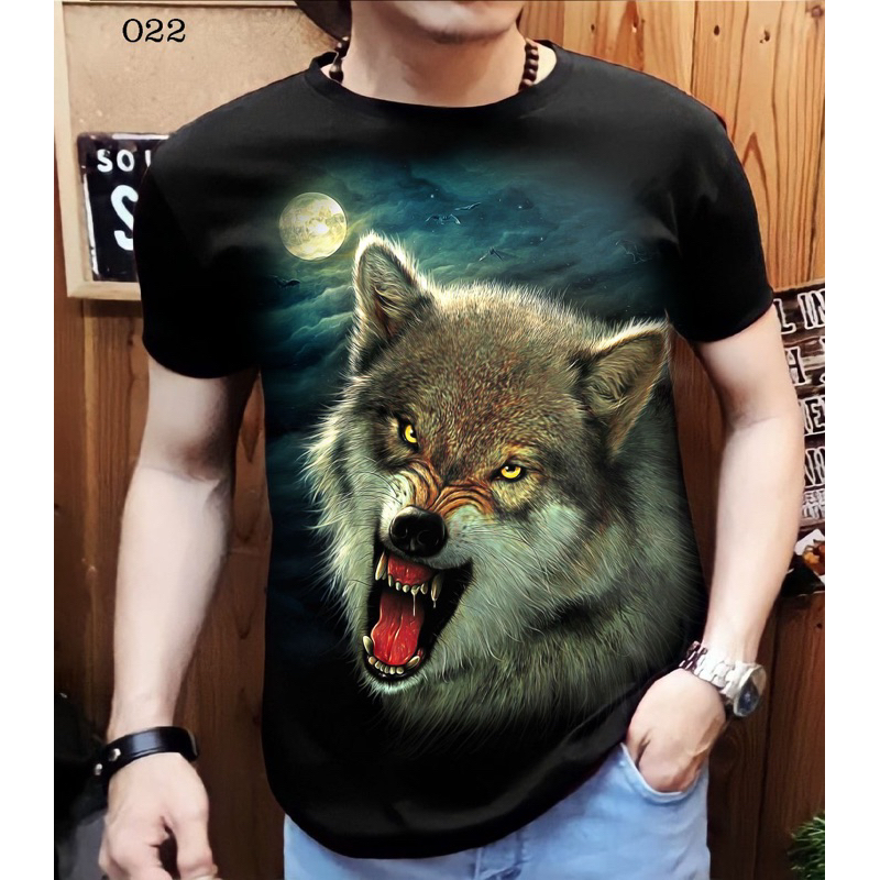 Jual Kaos Distro Pria Motif Gambar Serigala Full face / Baju Distro ...