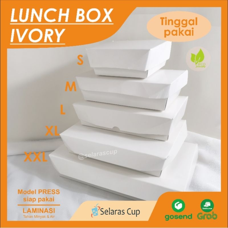 Jual ISI 50 lunch box ivory - kotak nasi tahan air minyak - lunchbox ...