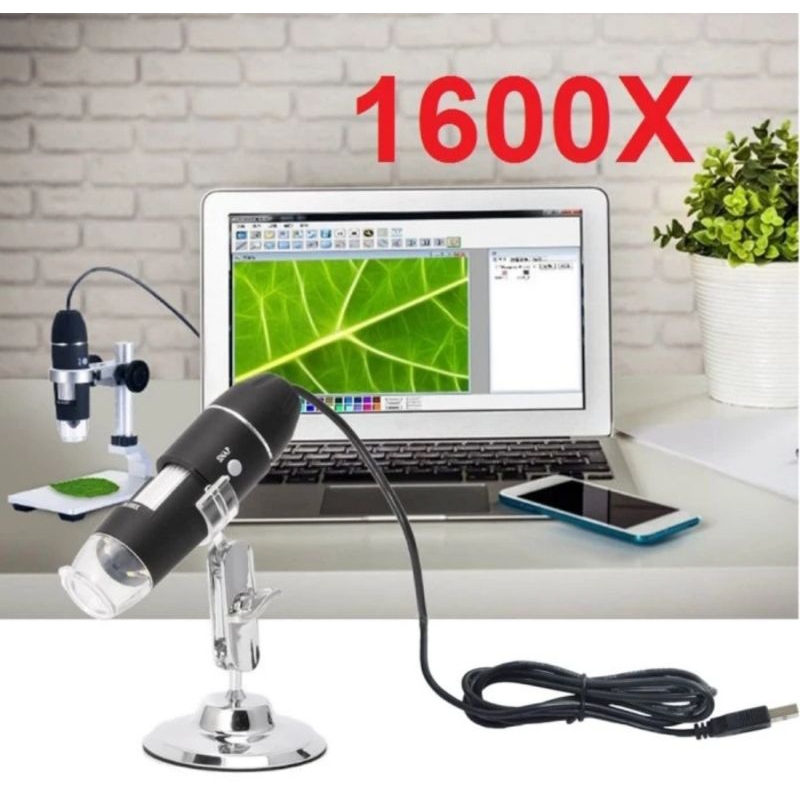 Jual Digital Microscope 1600x 8 Led Zoom Endoscope Microskop Usb ...