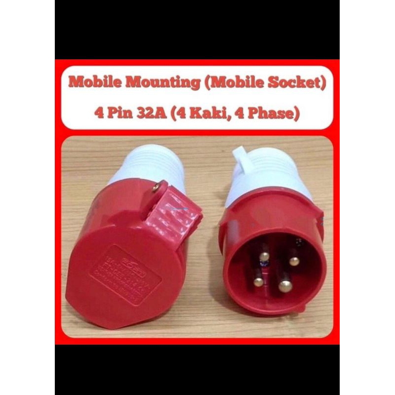 Jual Plug Industri Surface Mounting Socket Set 3 4 5 Pin 16 32 Ampere IP44 Tempel stop kontak ...