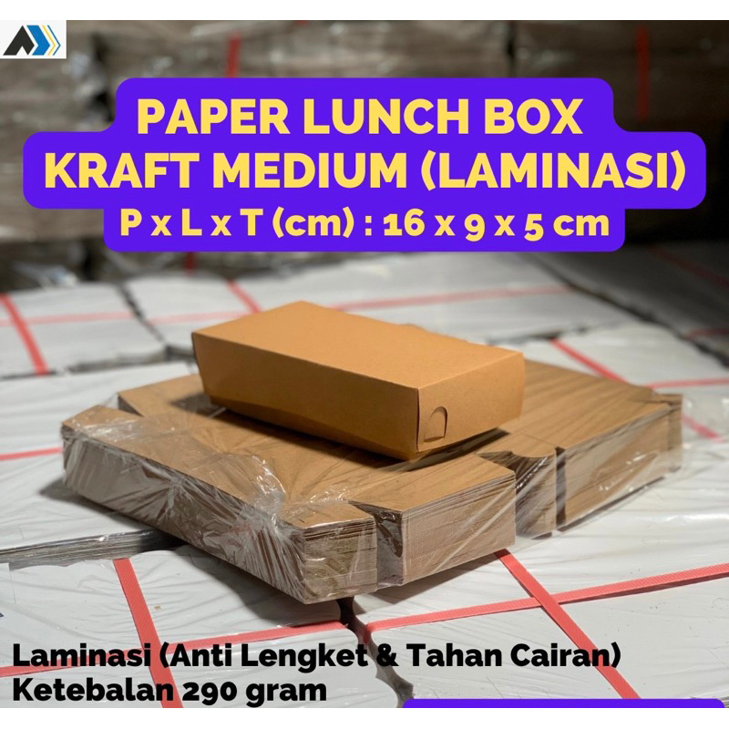 Jual Paper Lunch Box Kotak Makan Ukuran 16x9x5 cm (Lunchbox Medium ...