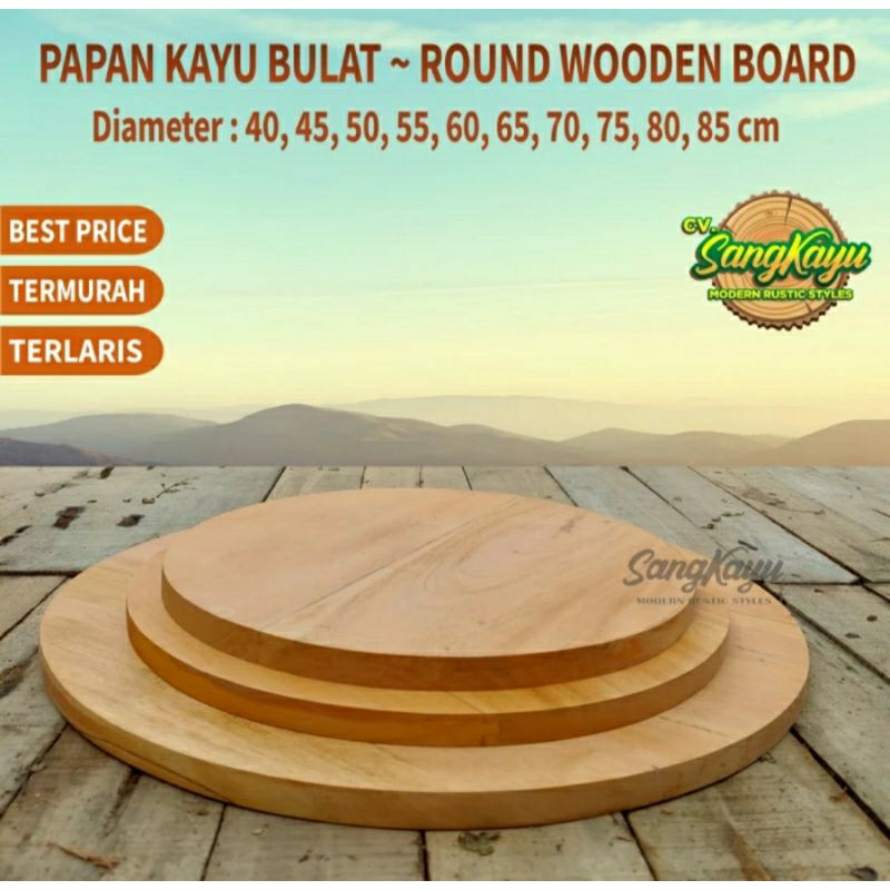 Jual Papan Kayi bulat diameter 70cm daun meja bulat kayu round wood ...