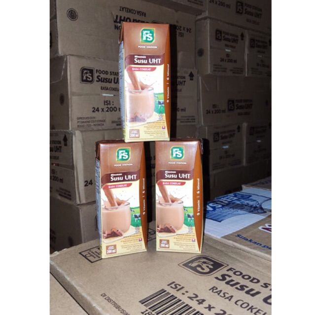 Jual Susu Cokelat UHT FS Food Station 200ml x 24 pcs [1 Dus] Coklat | Shopee Indonesia