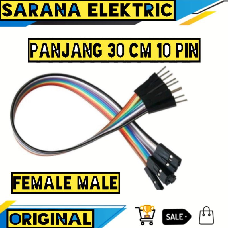 Jual KABEL DUPONT 30CM 10PIN KABEL JUMPER 30 CM CABLE PELANGI 10 PIN ...