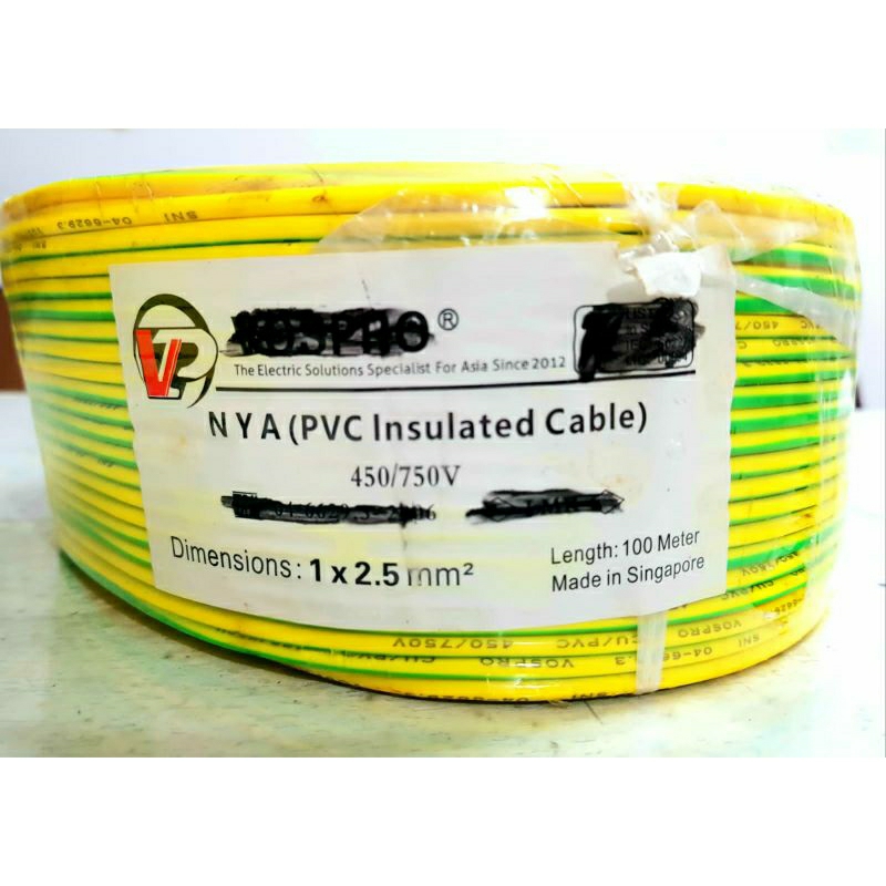 Jual kabel listrik NYA 2.5mm kabel tunggal 100mtr hijau kuning | Shopee ...