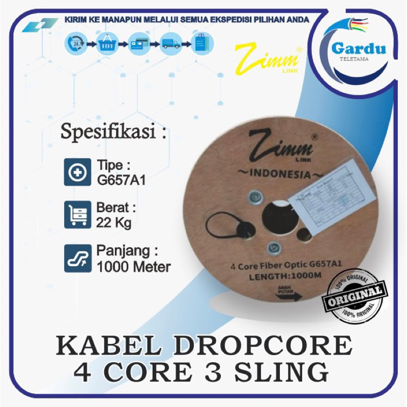 Jual Kabel FO Dropcore 4 Core 3 Sling Merk Zimmlink Panjang 1000M ...