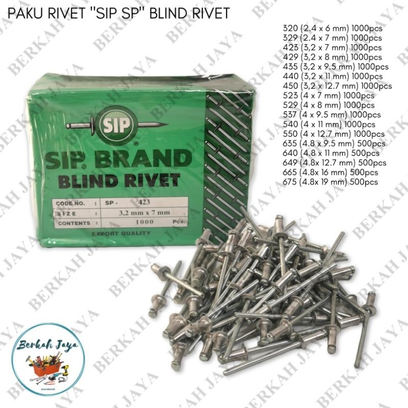 Jual PAKU RIVET SIP Brand 423 / 435 / 440 / 523 / 537 / 550 / 635 / 640 ...
