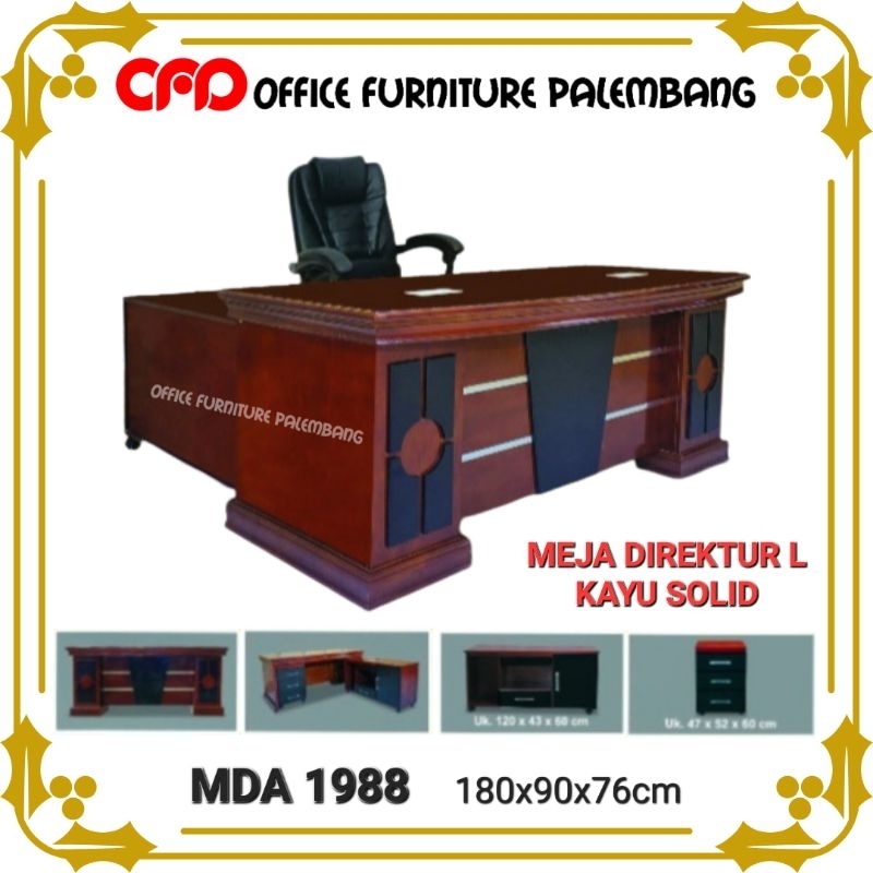 Jual meja kantor kayu solid MDA 1988 meja direktur manager meja kerja L ...
