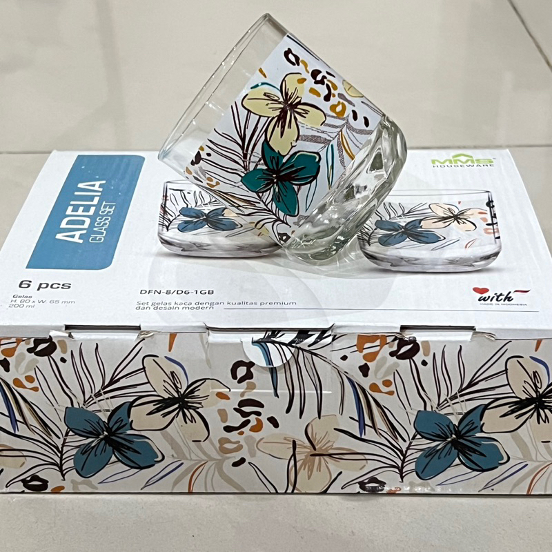 Jual Satu Set Gelas Kaca Set Kado Miring Adelia isi 6 | Shopee Indonesia