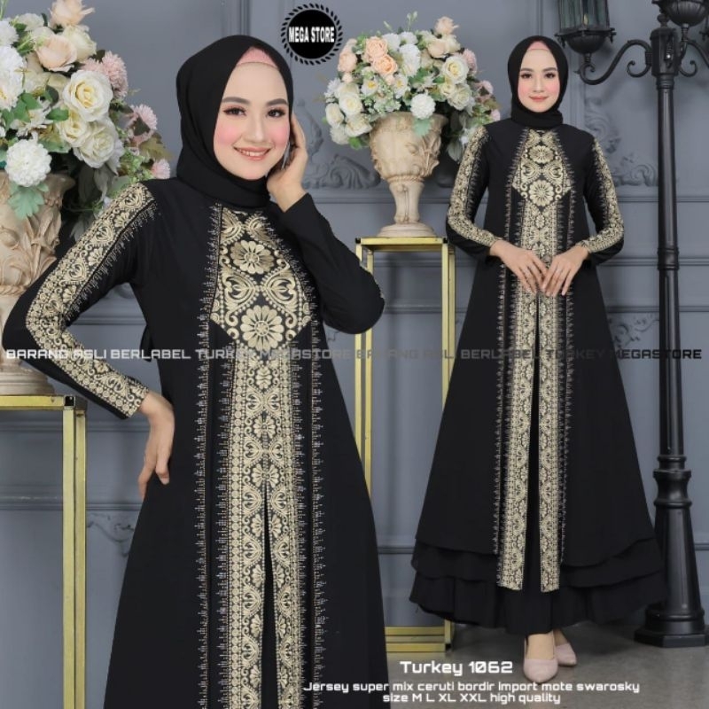 Jual Baju Gamis Wanita Abaya Turkey Turki Hitam 1062 Dress Dres Jubah ...