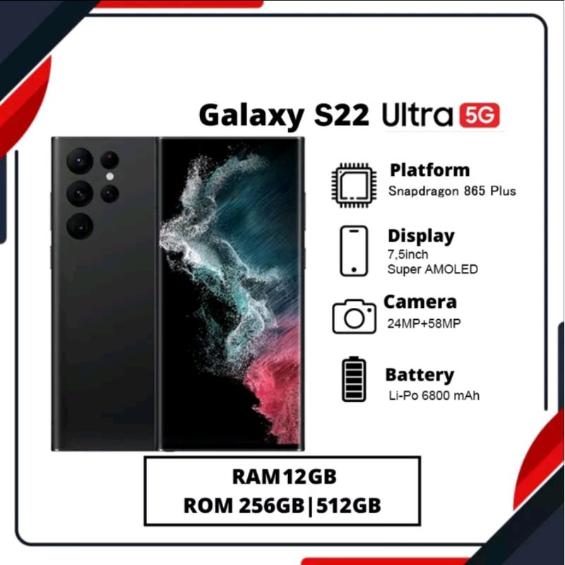Jual [2022 New]Galaxy S22 ultra 12GB+512GB HD Handphone android 5G HP ...