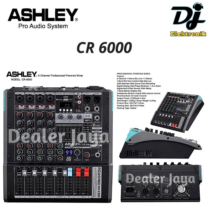 Jual Power Mixer Ashley CR 6000 / CR6000 - 4 channel | Shopee Indonesia