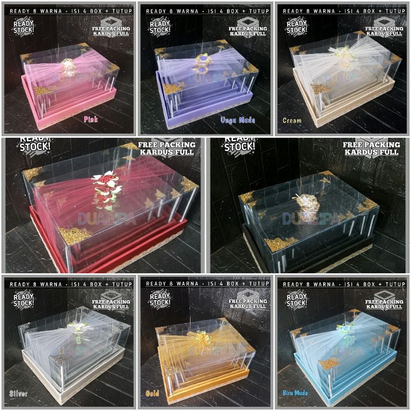 Jual Kotak Seserahan Pernikahan Set Lengkap Isi 4 Box Hantaran Parsel Mika | Shopee Indonesia