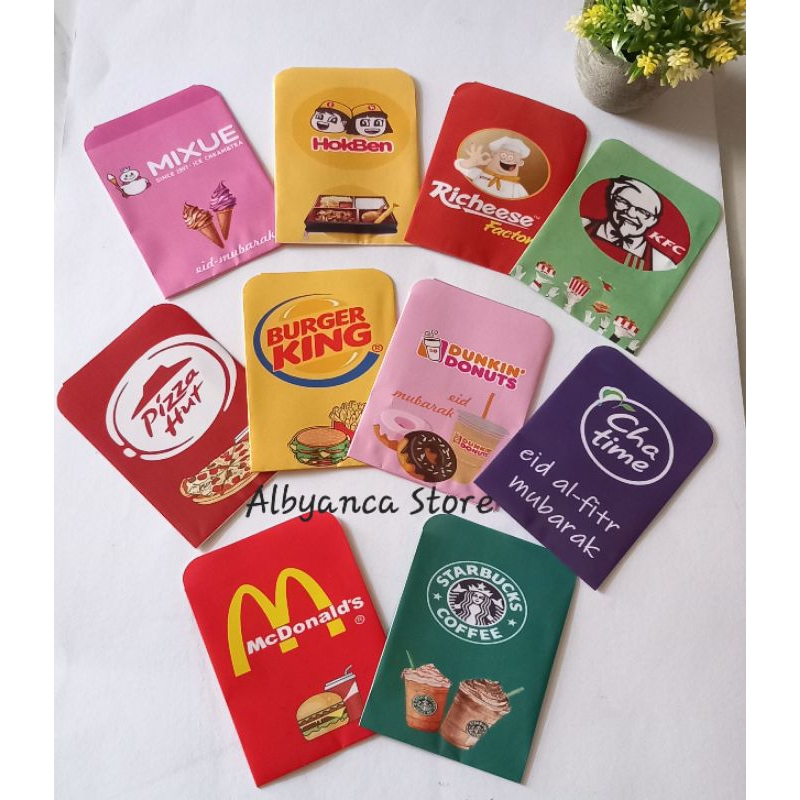 Jual Amplop Lebaran Motif Resto Mcd Kfc Mixue Per Lembar | Shopee Indonesia