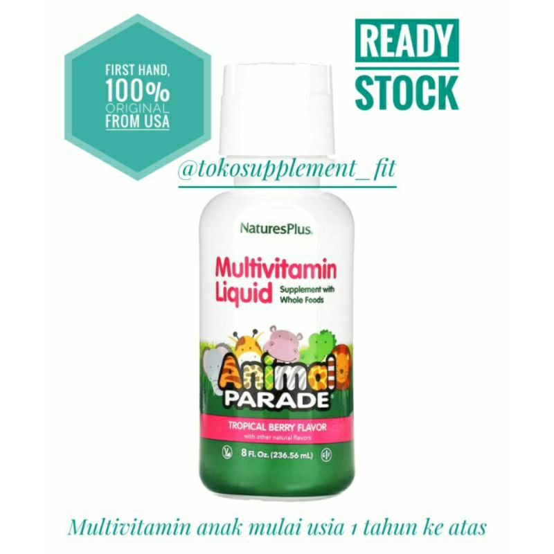 Jual NaturesPlus, Animal parade Children Liquid Multivitamin 236.56mL ...
